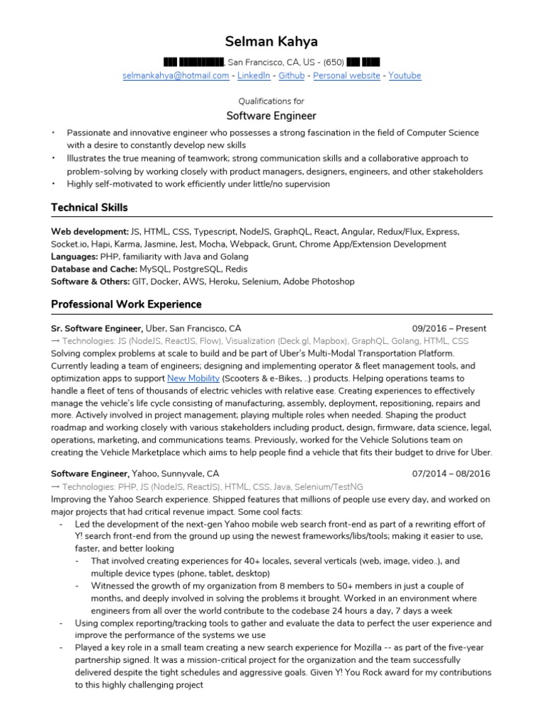 CV Resume Redacted | PDF | Angular Js | Php