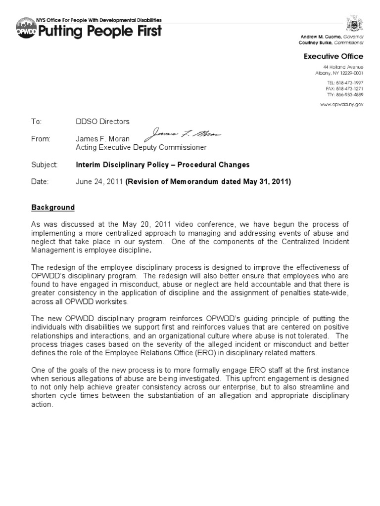 Opwdd Memo | PDF | Child Abuse | Employment