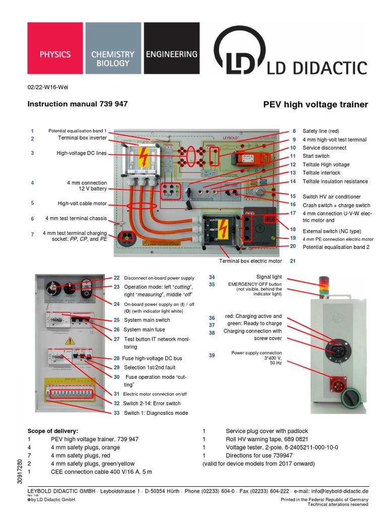Instruction Manual 739 947: PEV High Voltage Trainer | PDF | Electrical Connector | Screw