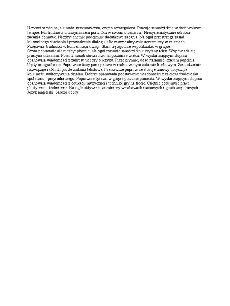 Ocena Opisowa | PDF