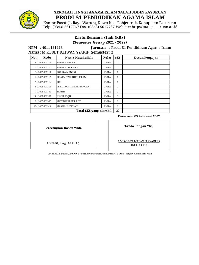 KRS SEMESTER 2 | PDF