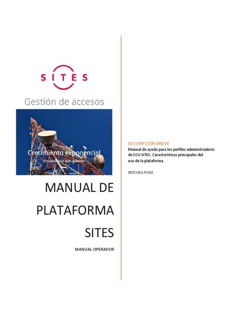 Sites - Manual de Operador | PDF | Contraseña | Usuario (informática)