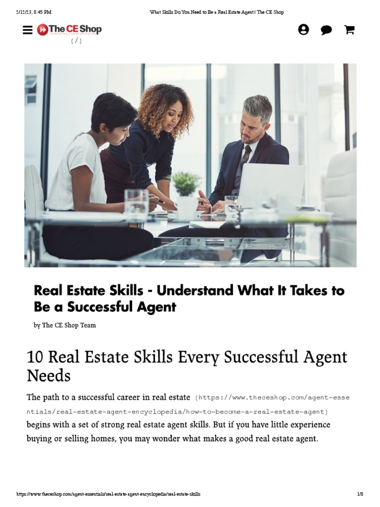 What Skills Do You Need To Be A Real Estate Agent by The CE Shop | PDF ...