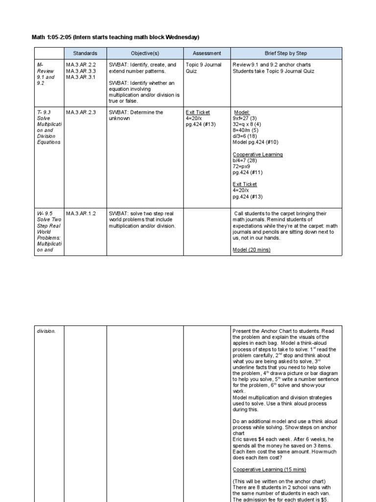 Week 6 Math Plans | PDF | Mathematics | Cognitive Science