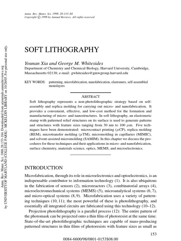 1998 ARMS White Sides SoftLitho | PDF | Self Assembly | Photolithography