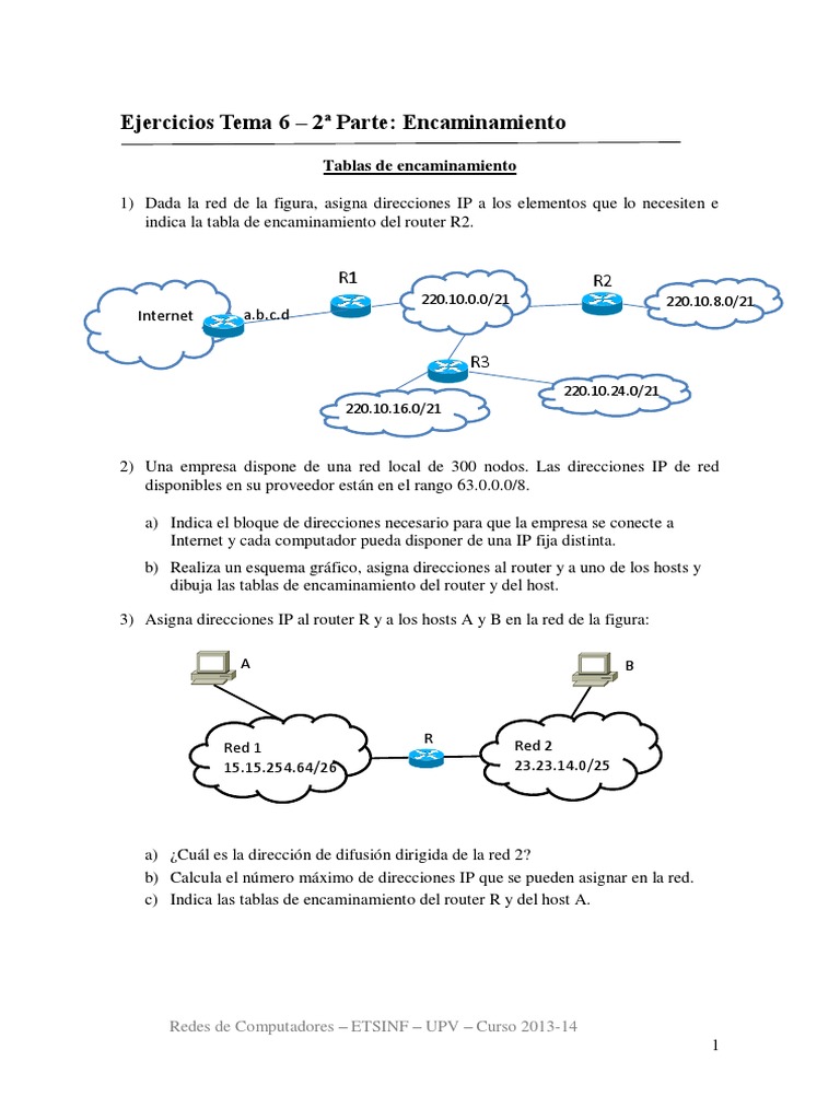 Tablas de encaminamiento y asignación de direcciones IP en redes corporativas | PDF | Dirección ...