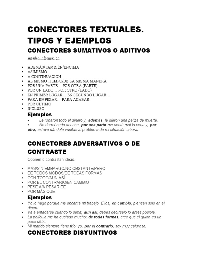 Conectores Textuales | PDF | Artes del Lenguaje y Comunicación