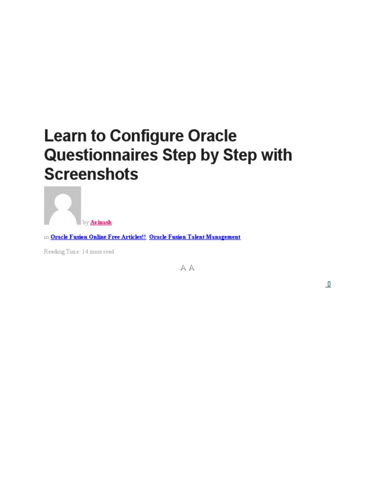 Oracle Configure Oracle Questionnaires Step by Step With Screenshots ...