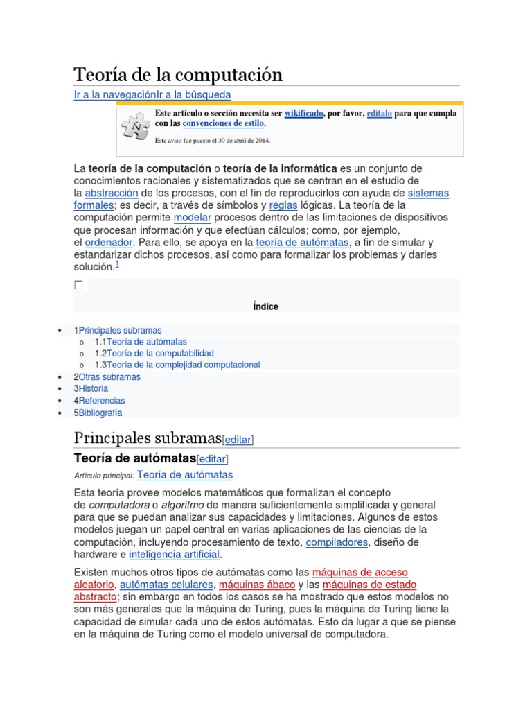 Teoría De La Computación Pdf Teoría De La Computación Ciencias De 8929