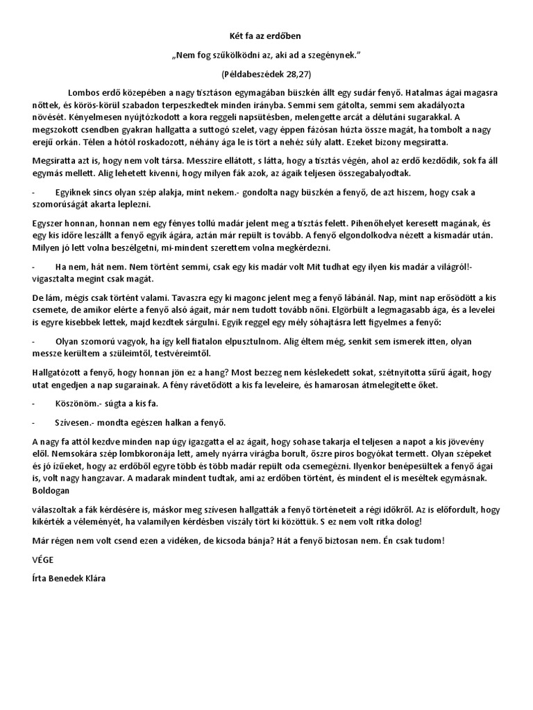 Két Fa Az Erdőben Mese | PDF