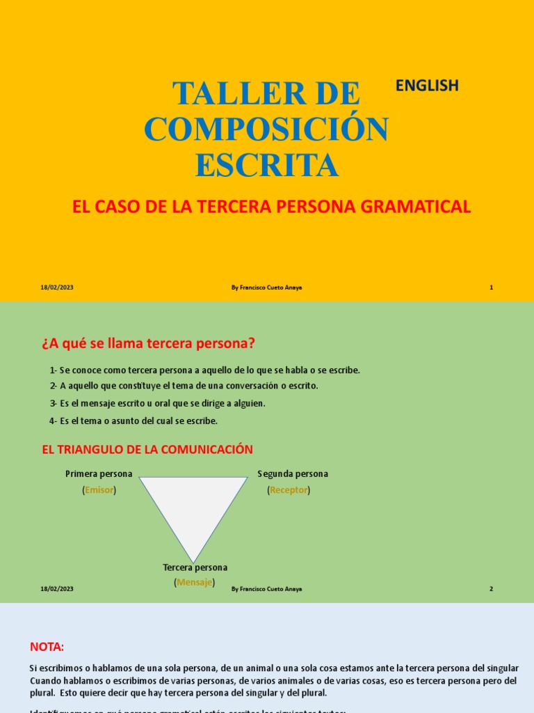 Tercera Persona Del Singular Pdf Verbo Plural