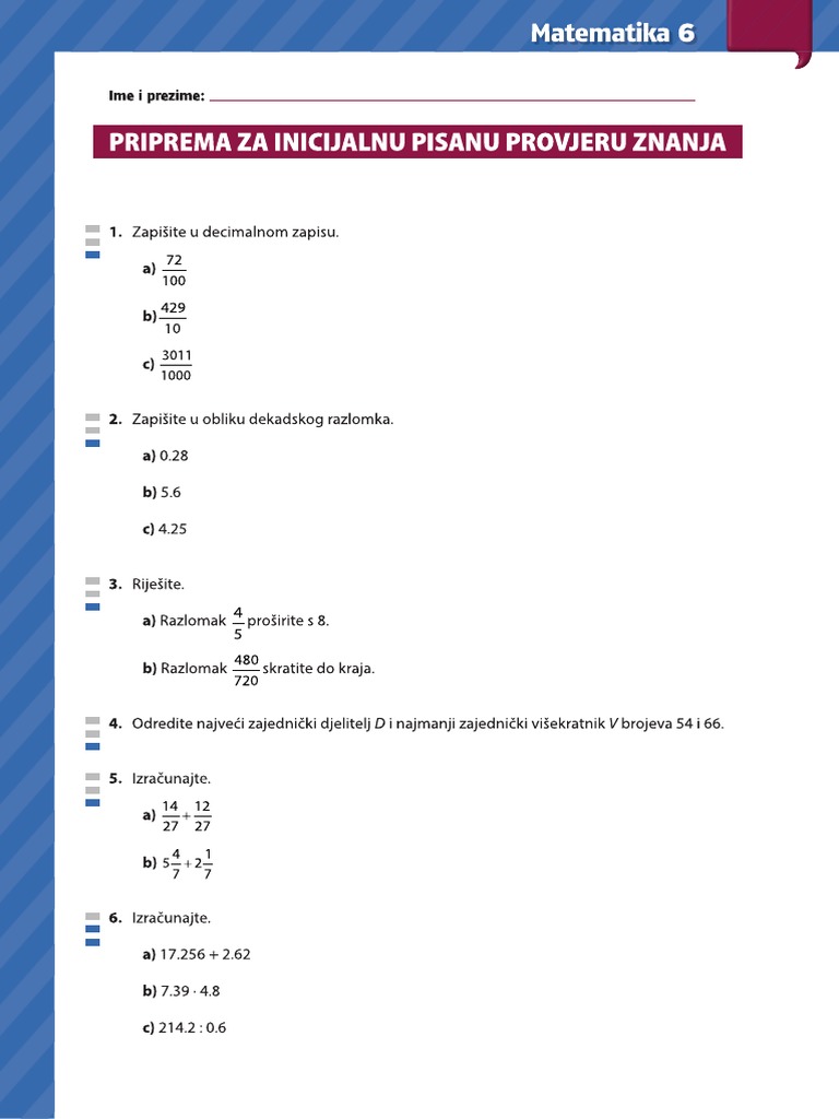 SK Matematika 6 Pripreme AB | PDF