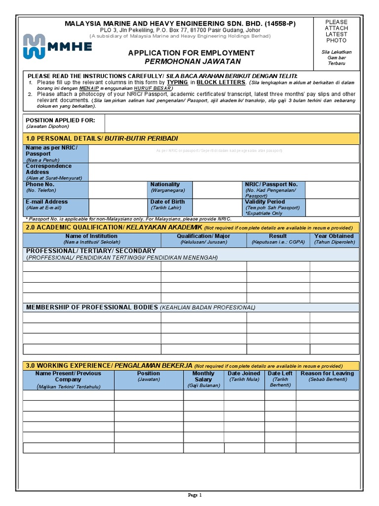 MMHE Application Form | Download Free PDF | Malaysia