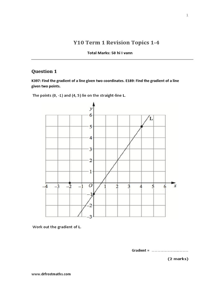 Y10 Term 1 Revision T0pics 1-4 | PDF | Quadratic Equation | Factorization
