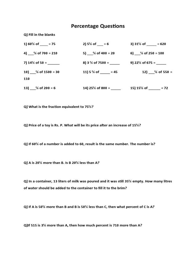 Percentage Questions | PDF | Percentage | Economies