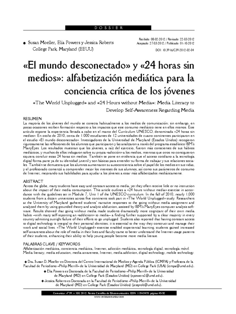 El Mundo Desconectado y 24 Horas Sin Medios - Moeller Et Al | PDF ...