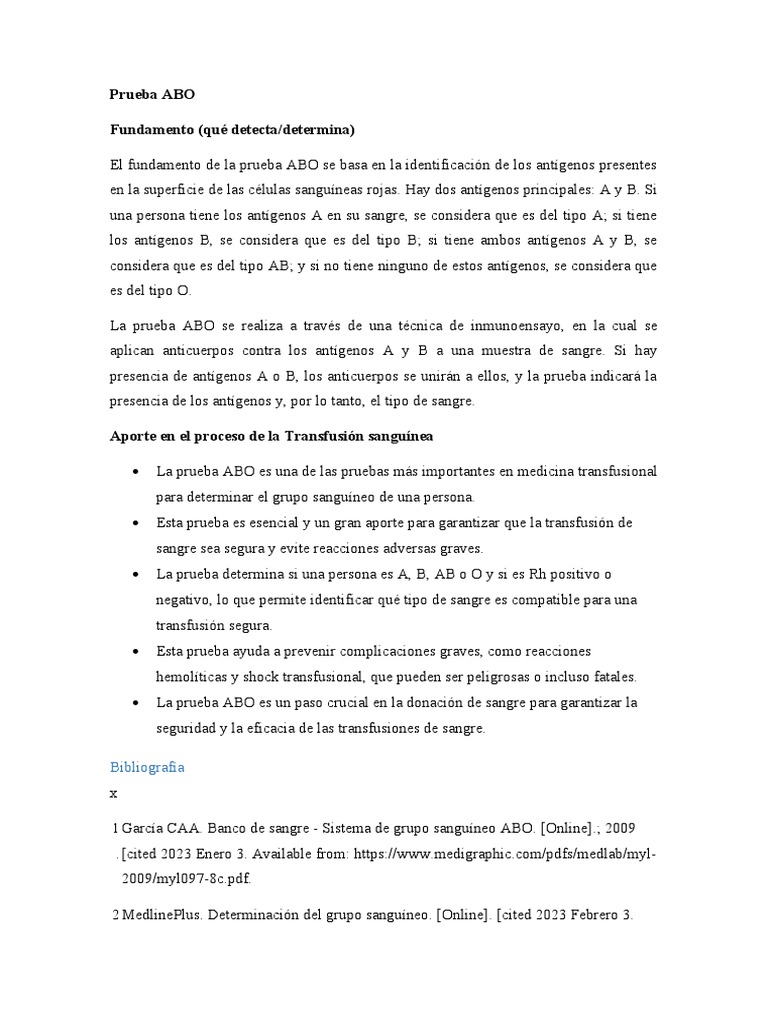 Infograma sobre la prueba ABO | PDF | Ciencia y matemáticas