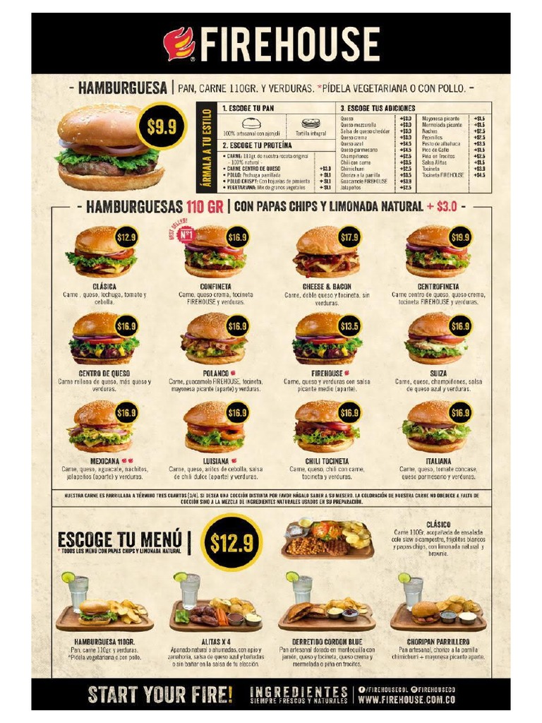 Menu Fire House | PDF