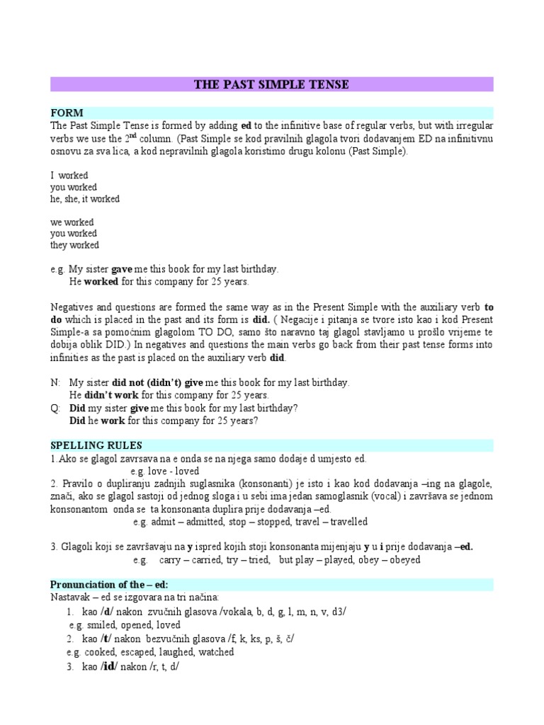 Past Simple Tense Explained | PDF | Languages | Foreign Language Studies
