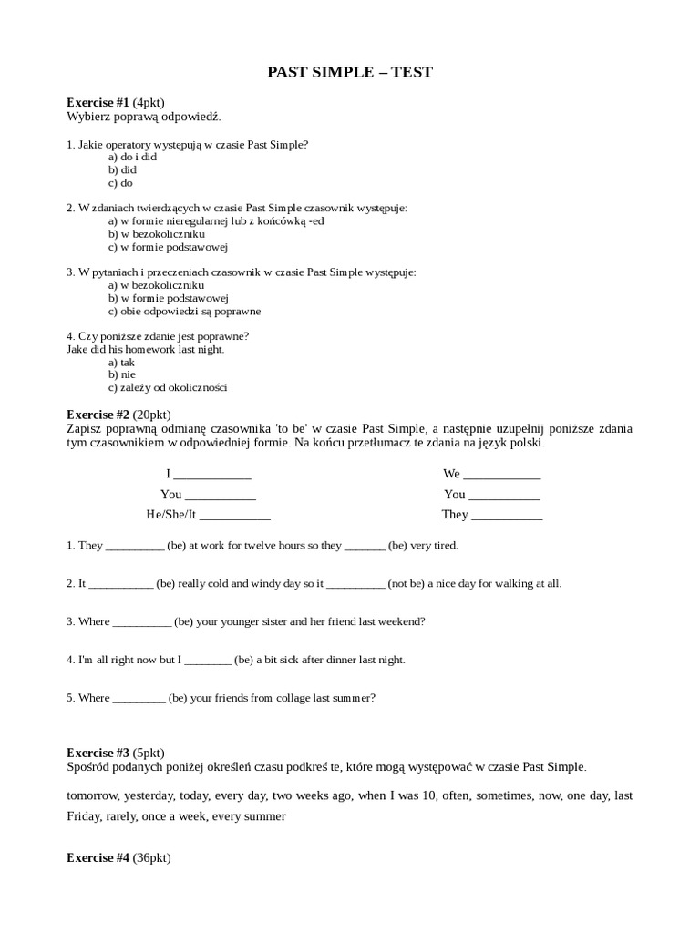 Past Simple Test | PDF