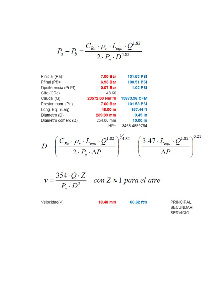 Calculo de Aire Comprimido | PDF