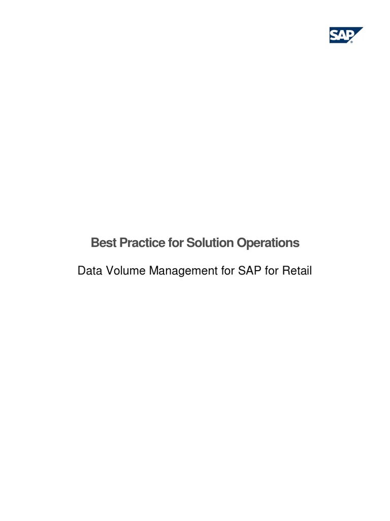 Data Volume Management For Sap For Retail Pdf Point Of Sale Business