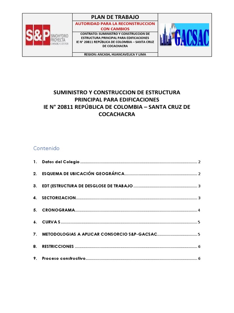 Plan de Trabajo IE Colombia | PDF