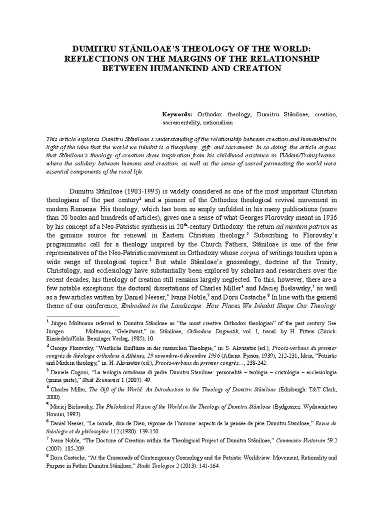 Dumitru Stăniloae's Creation Theology | PDF | Revelation | Theology