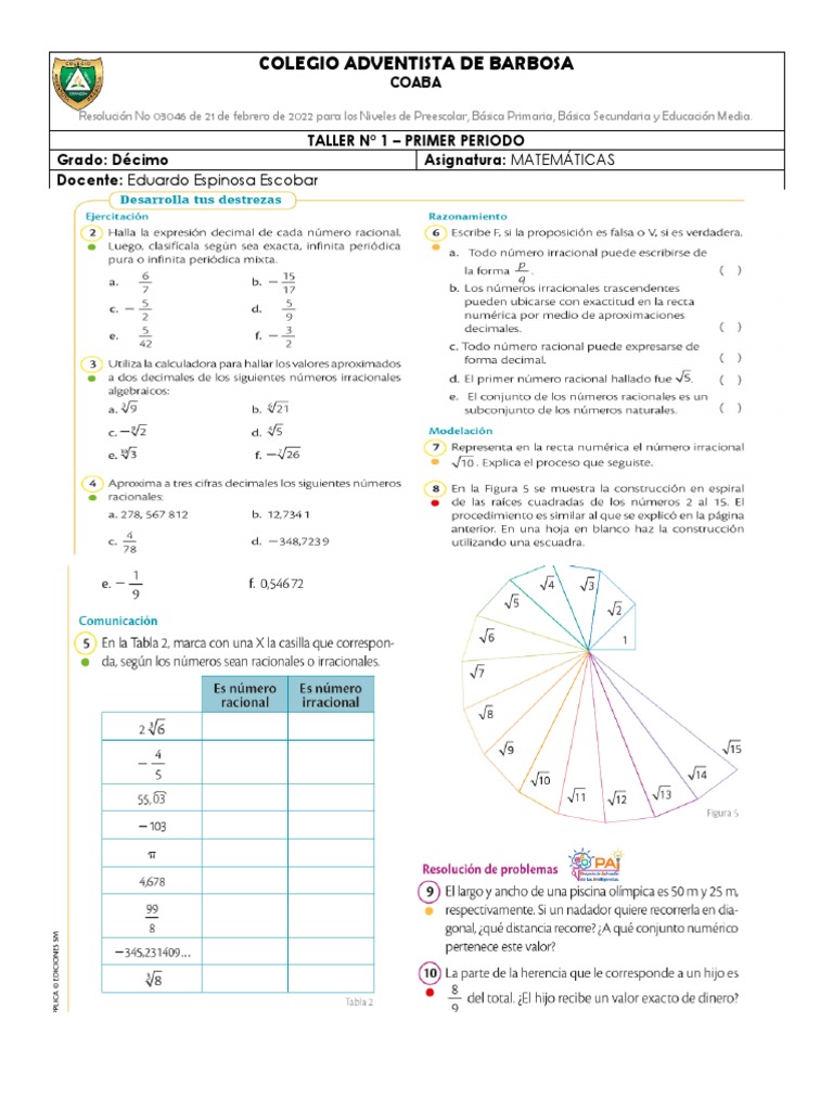 Guia Matematicas Décimo Pdf Pdf