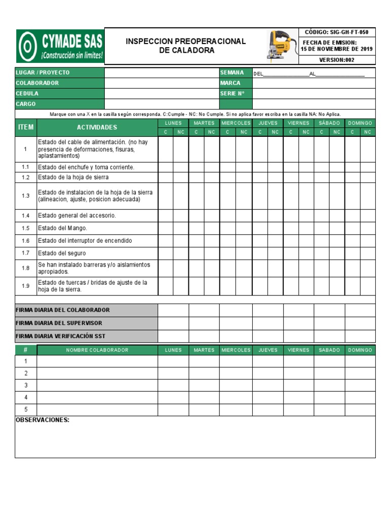 SIG GH FT 050 Preop. Caladora | PDF