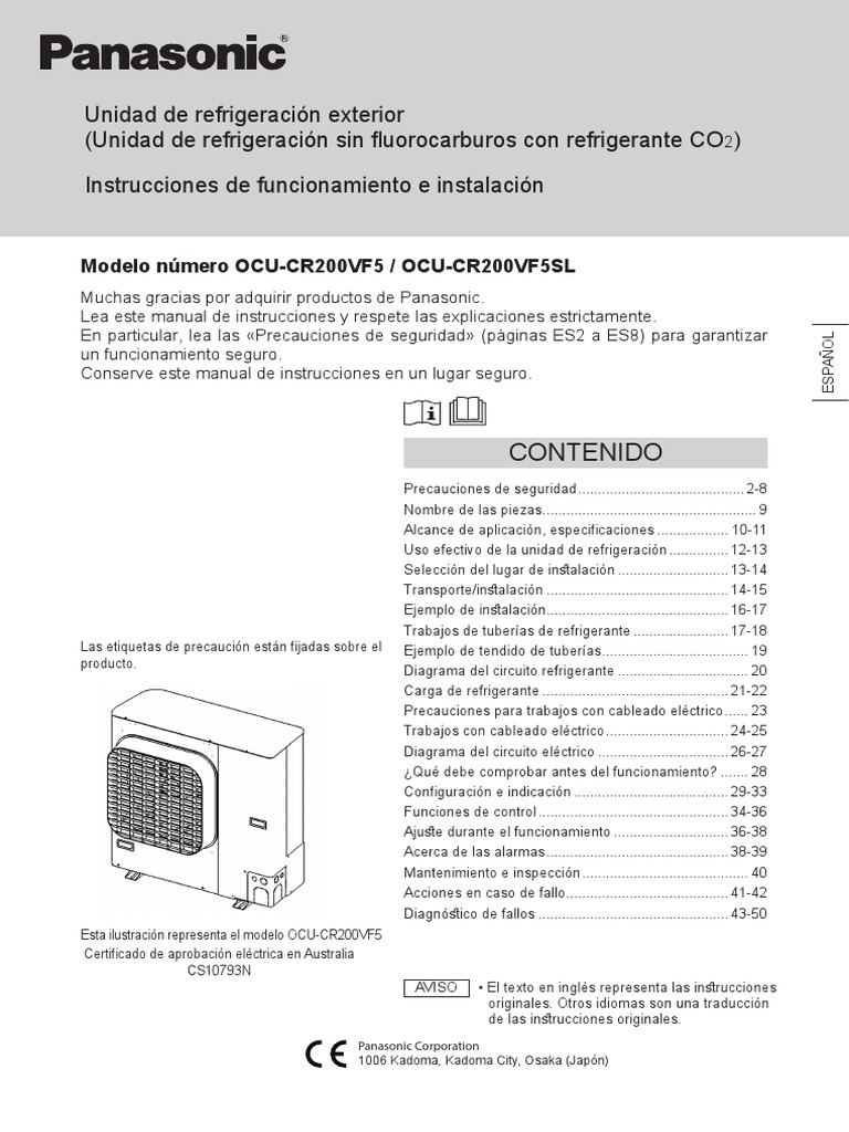 Manual Máquina CO2 Panasonic | PDF | Refrigeración | Refrigerador