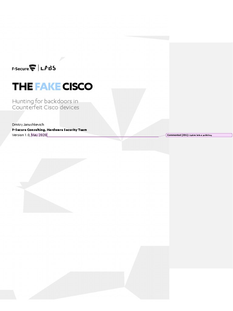 F-Secure Report - The Fake Cisco (English) | PDF | Booting | Authentication
