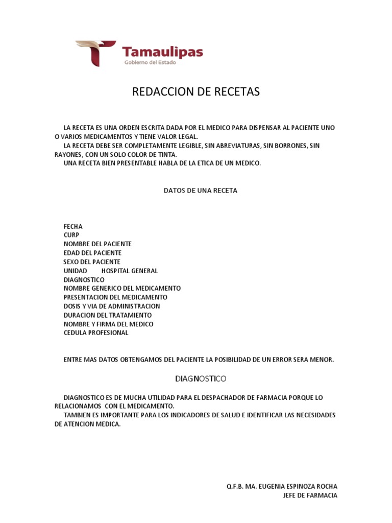 Redaccion de Recetas Logo Nuevo | PDF | Medicamentos con receta | Farmacia