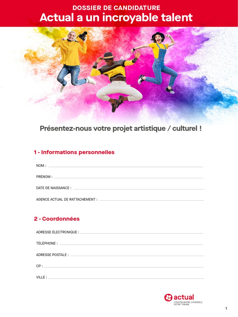 Dossier Candidature Actual Talent 2020 | PDF