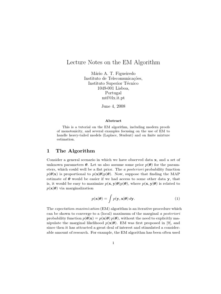 Figueiredo EM Algorithm | PDF | Machine Learning | Normal Distribution