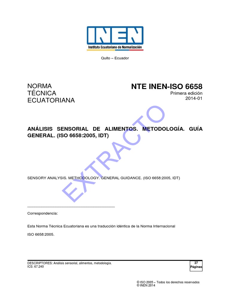 Nte Inen Iso 6658... | PDF | Organización internacional para la ...
