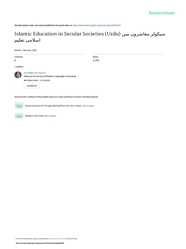 Islamic Education in Secular Contexts | PDF | Secularism | Theology