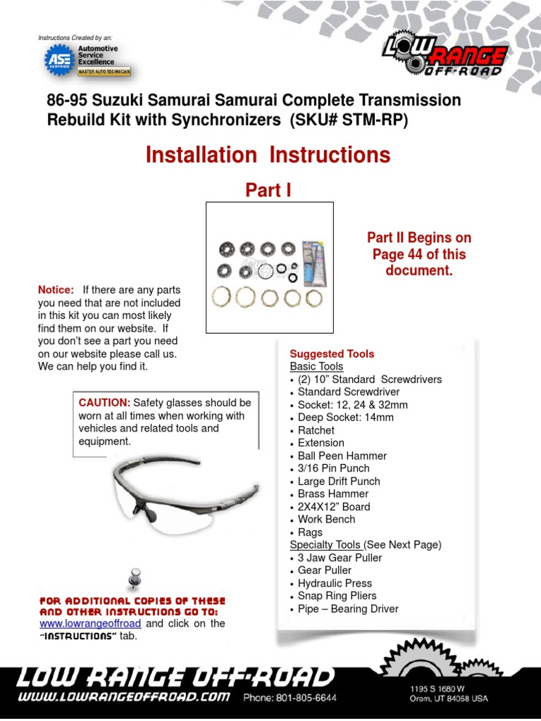 STM RP Suzuki Samurai Transmission Rebuild Kits and Parts Parts I II ...