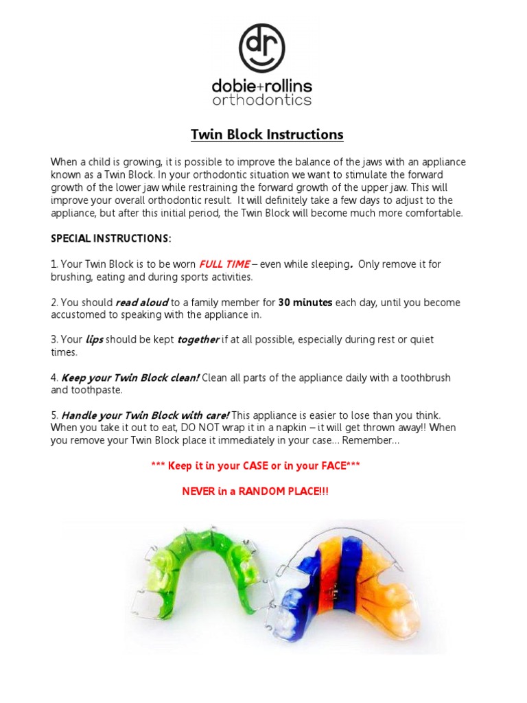 Twin Block Instructions 1 | PDF