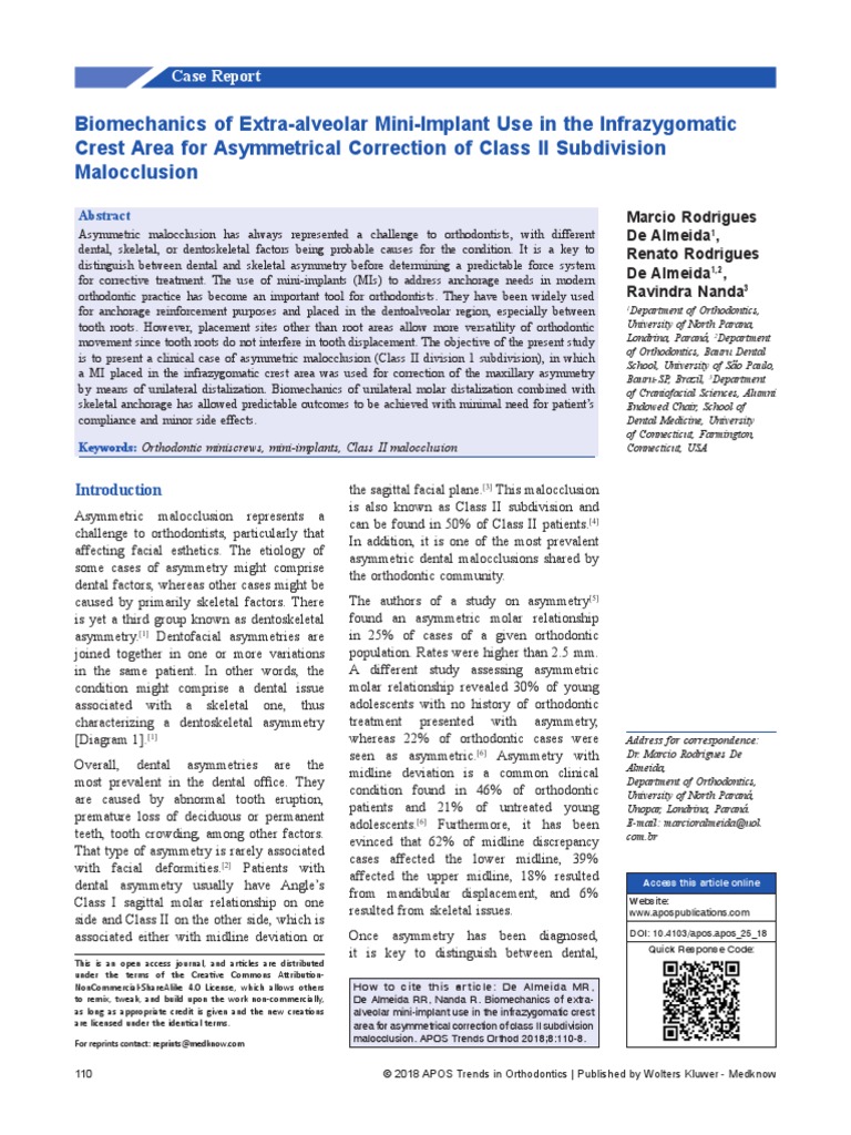 Biomechanics of Extra-Alveolar Mini-Implant Use in The Infrazygomatic ...
