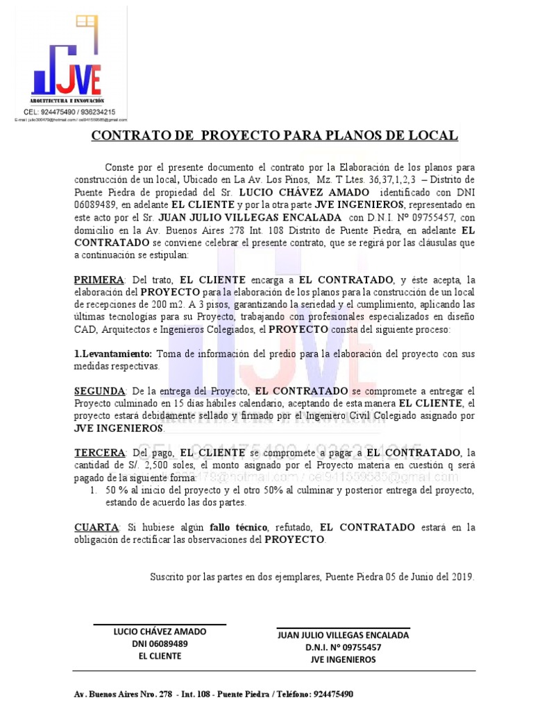 Contrato de Proyecto de Local | PDF
