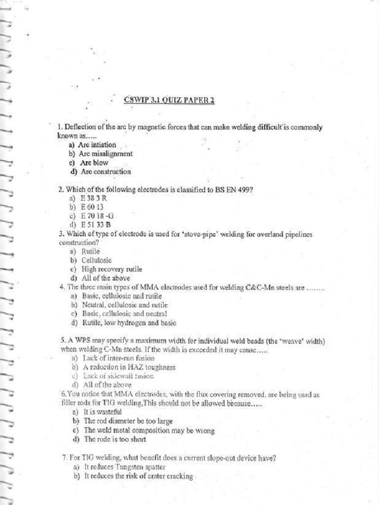 Cswip 3.1 Quiz | PDF