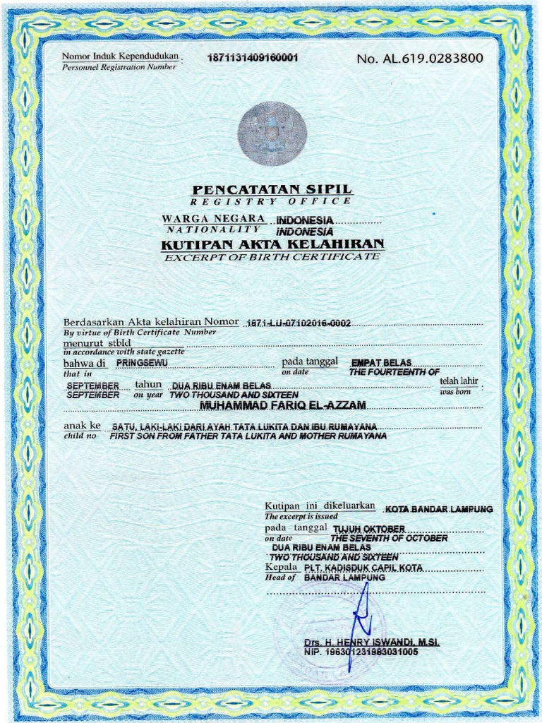 Akta Kelahiran Anak - Compressed | PDF