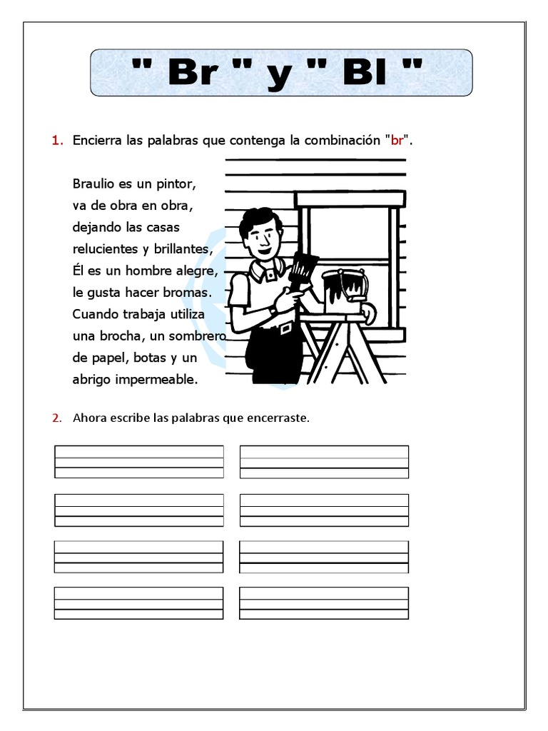 Actividades de "bl" y "br" para niños | PDF
