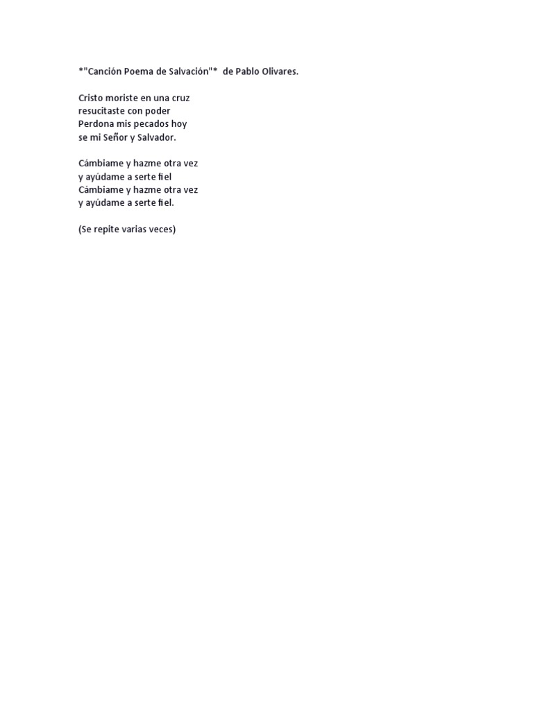 Letra de Poema de Salvación LETRA | PDF