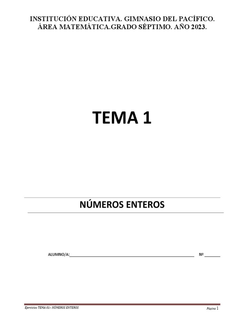 Cuadernillo Numeros Enteros | PDF | Entero | Multiplicación
