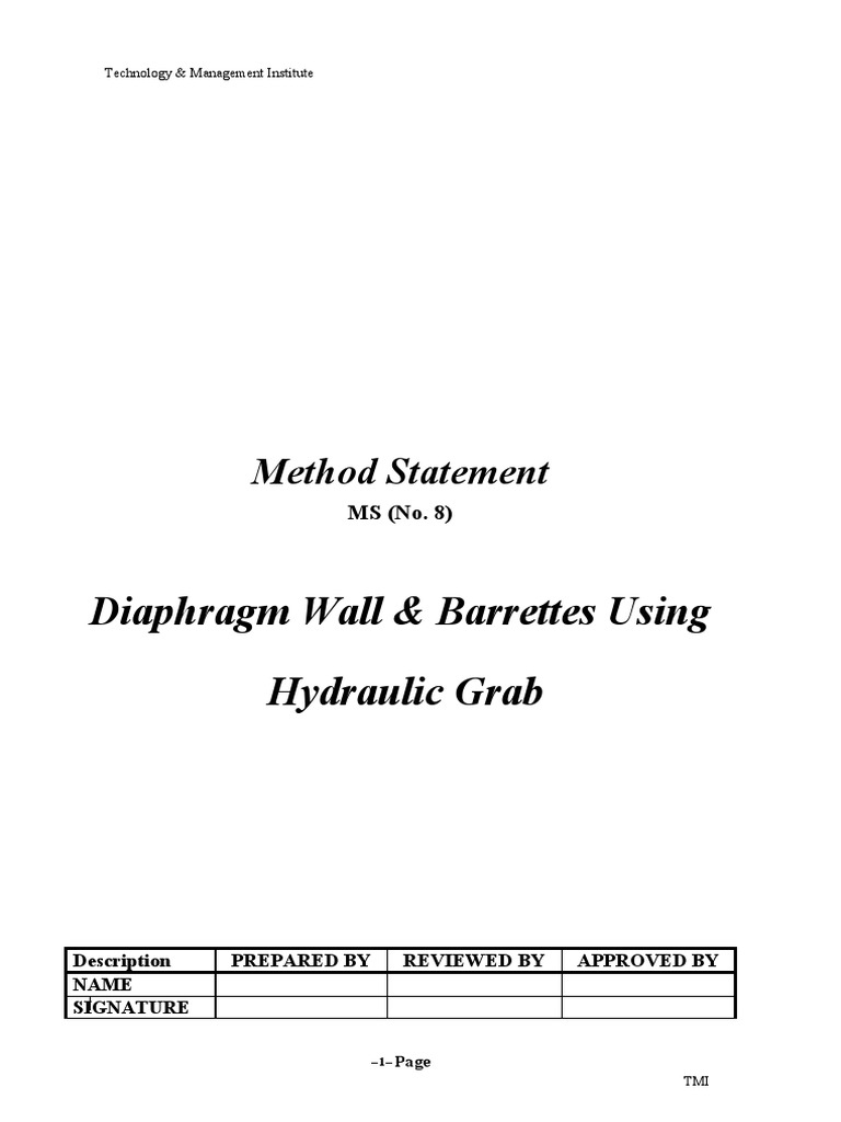 MS 8 Diaphragm Wall Barrettes Using Hydraulic Grab | PDF | Concrete ...