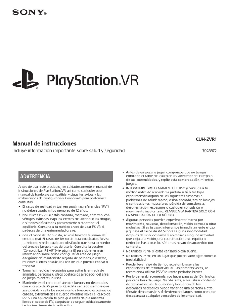ES PSVR CUH-ZVR1 Instruction Manual Web | PDF | Realidad virtual ...