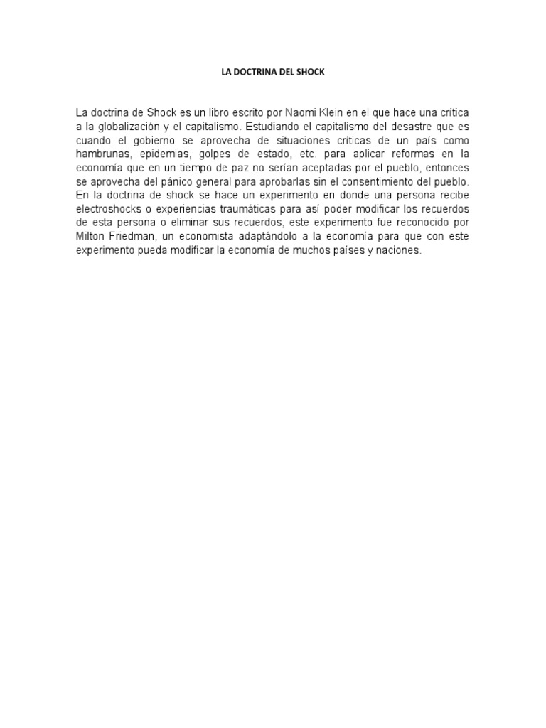 La Doctrina Del Shock | PDF
