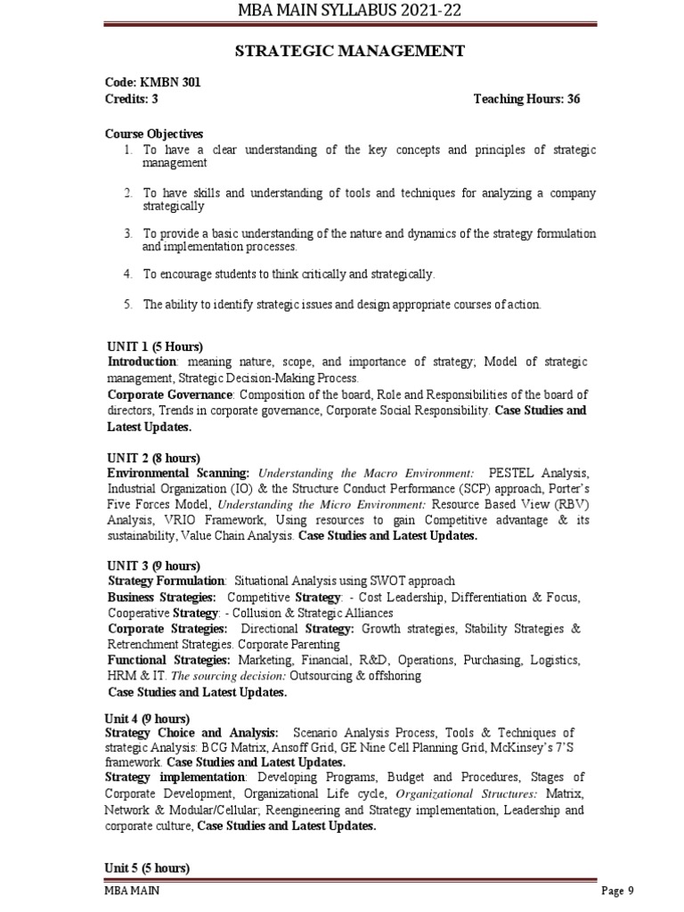 MBA Syllabus 2021-22: Strategy & Innovation | PDF | Cloud Computing ...